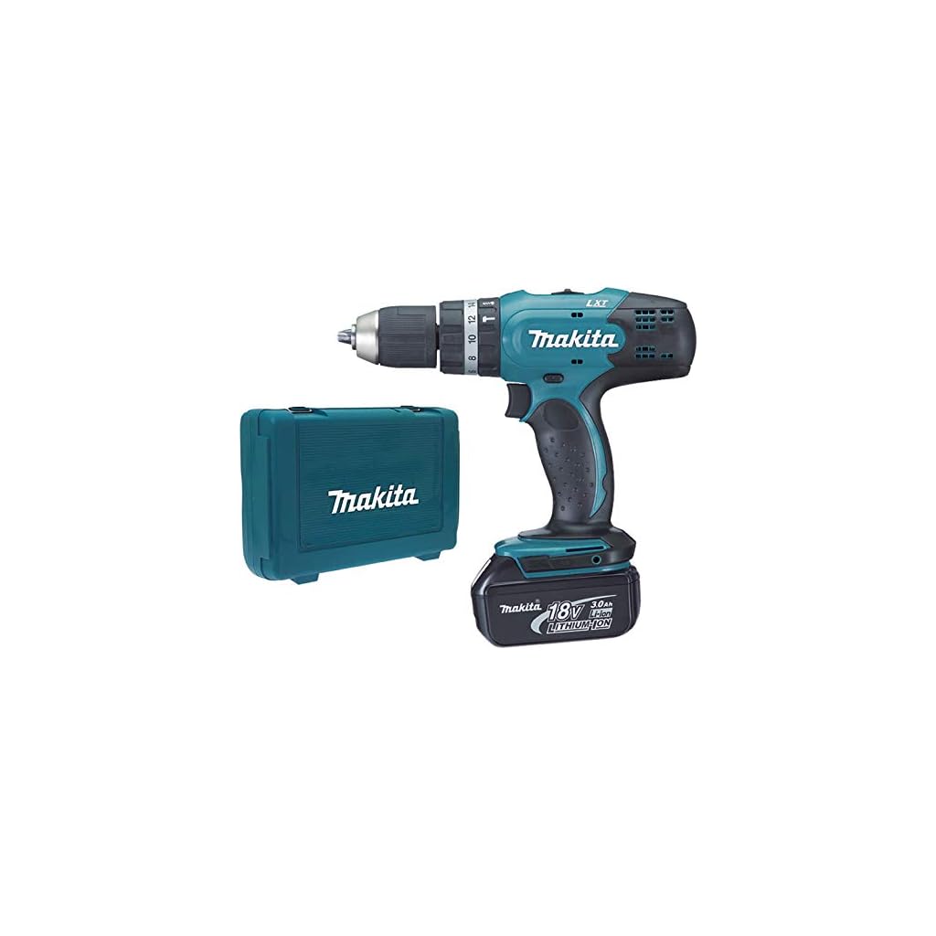 Makita DHP453RFE Akku-Schlagbohrschrauber 18V / 3,0 Ah, 2 Akkus + Ladegerät im Transportkoffer ...