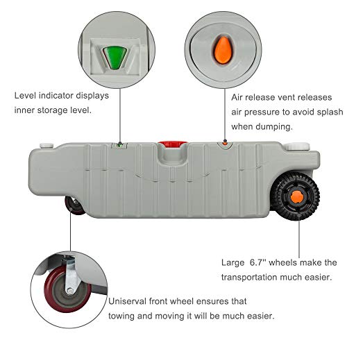 VINGLI 20 Gallon Tote Tank| Portable Wheeled Grey/Black Water Tank for ...