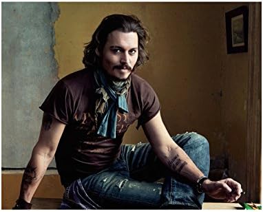 Johnny Depp Wearing Layered Scarves Sitting On Floor 8 x 10 Inch Photo ...