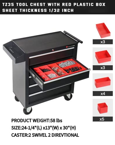 TANKSTORM Tool Chest Heavy Duty Cart Steel Rolling Tool Box 5 Drawer Cart (TZ35P-B) on Galleon ...