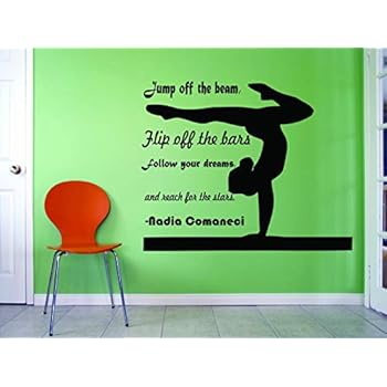 Amazon.com: Gymnastics Quote - Girl's Vinyl Bedroom Decor | Jump Off ...