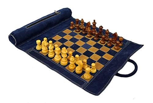 WIGANO 19"X15" Vintage Geniuine Leather Chess Set (Chess Size-12"X12 ...