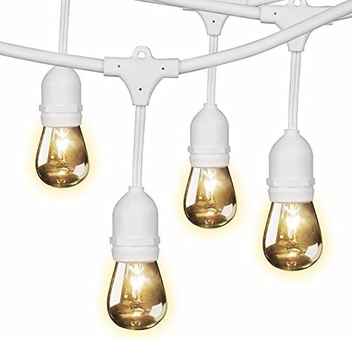 Feit Outdoor Weatherproof String Light Set, White, 48 ft, 24 Light ...
