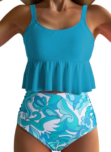 Dokotoo Plus Size Bathing Suit for Girls Bikini Crew Neck Tops and Side ...