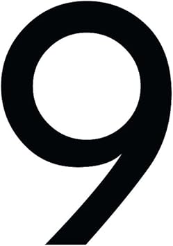 Zahlenaufkleber Nummer 9, schwarz, 20cm (200mm) hoch, Aufkleber mit ...