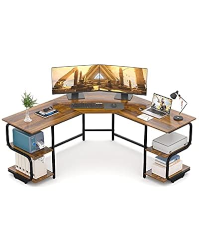 Teraves Modern L Shaped Desk with Shelves,64.84" Computer/Gaming Desk ...