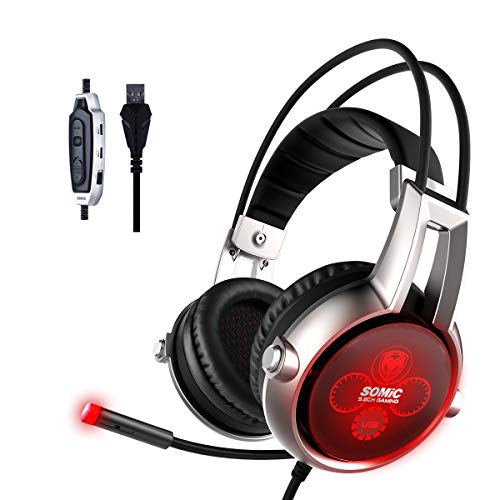 SOMIC E95X Realistic 5.2 Surround Sound USB Gaming Headset Lightweight ...