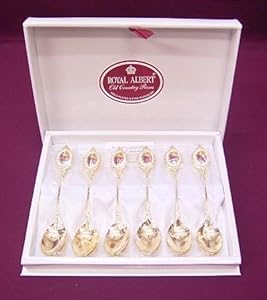 Royal Albert Old Country Roses 6 Piece Tea Spoon Set (Gold Plated ...