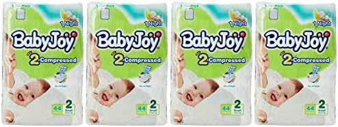 BabyJoy 2x Compressed Diaper, Value Pack Small Size 2, Count 176, 3.5 ...