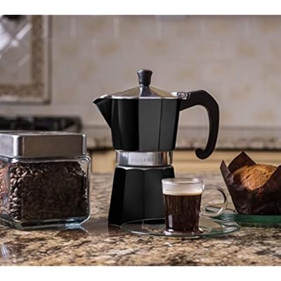 Bellemain Stovetop Espresso Maker Moka Pot (Black, 6 Cup) - Bellemain