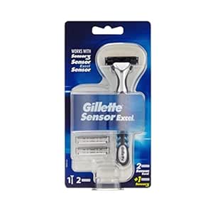 Amazon.com: Gillette Sensor Excel Men's Razor + 3 Razor Blade Refills ...