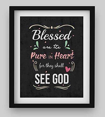 Amazon.com: “Blessed Are the Pure in Heart" Bible Verse Wall Art-8 x 10 ...