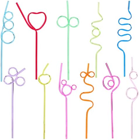 [55 Pcs] Crazy Straws Silly Funny Straws - 11 Different Shapes Colorful ...