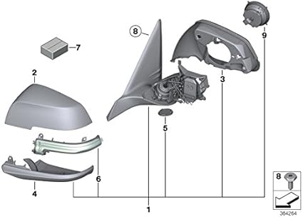 BMW Genuine Right OS Wing Mirror Lower Housing Section Grained ...