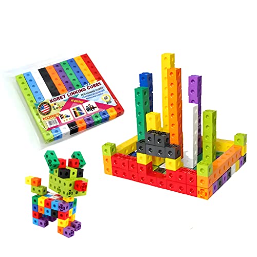 KORET 100 Pieces Learning Linking Cubes Building Blocks Set for ...