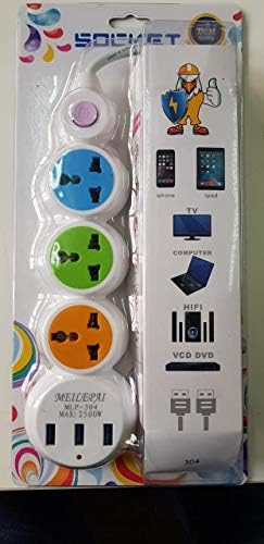 MEILEPAI Power Strip/Extension With Surge Protector - 3 Socket 3 USB ...