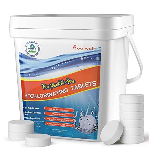 POOLWELL 3-Inch Pool&SPA Chlorine Tablets, 10Lbs Long Lasting Chlorine ...