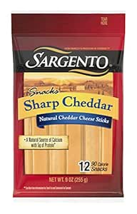 Amazon.com: Sargento Sharp Natural Cheddar Cheese Snack Sticks, 12 ...
