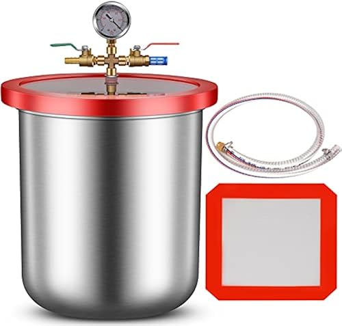 5 Gallons Stainless Steel Vacuum Chamber Kit Tempered Glass Lid Air ...