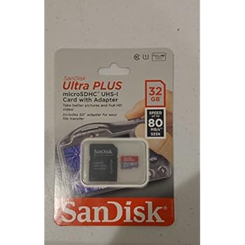 Amazon.com: Sandisk Ultra plus 32GB micro SDHC UHS-i memory card with adapter 80MB/s speed class ...