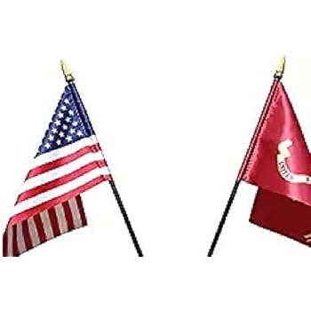 Amazon.com : USMC Flag Desk Set - Marine Corps Flag and American Flag ...
