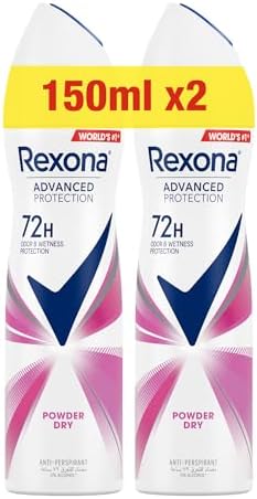 Rexona Women Antiperspirant Deodorant Spray, 72H Sweat & Odor Protection, Powder Dry, with ...
