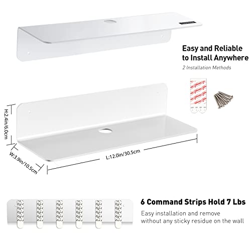 OAPRIRE Floating Shelves White Set of 2 - Damage Free Expand Wall Space ...