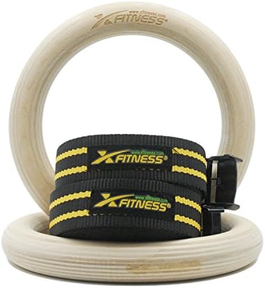 xFitness Wood Gymnastic Rings 9.25” Diameter Ring with Enhanced ...