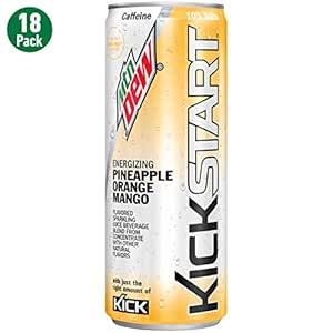 Mountain Dew Kickstart, Pineapple Orange Mango, 12 Fl Oz,Pack of 18 ...