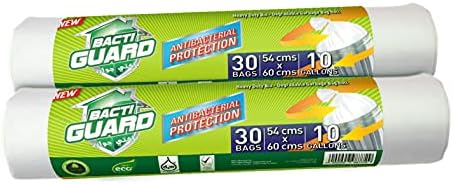 Bacti Guard Garbage Bag White Rolls 54 x 60 Cm, 10 Gallon, 10 x 2 x 30 ...