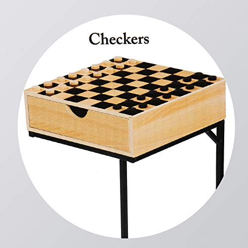 Metal and Wood Chess and Checkers Game Table | Pricepulse