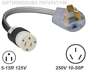 Amazon.com: Electrical Stove 10-50P 3-Pin Male 220/250V Plug To Gas ...