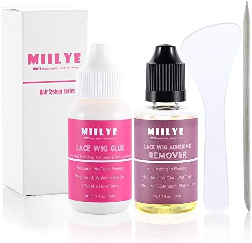 Wig Adhesive and Glue Remover Set, Invisible Waterproof MIILYE Hair ...