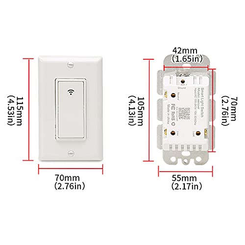 Smart Light Switch with RF Remote Control, WiFi Wall Switches 2.4Ghz ...