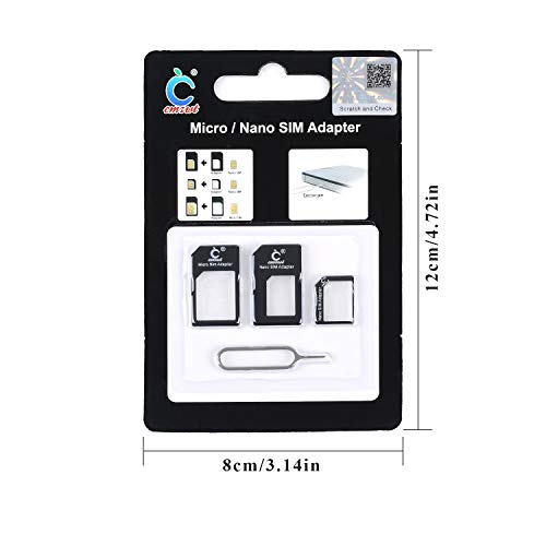 SIM Card Adapter Standard 4 in 1 Converter Kit, Card Tray with Tray ...