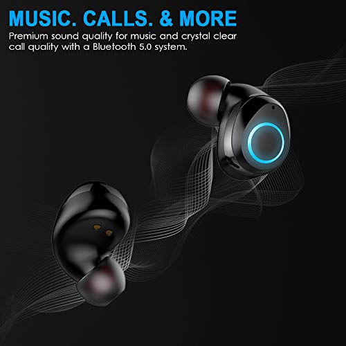 True Wireless Earbuds Cordless in-Ear Bluetooth 5.0 Headphones with USB ...