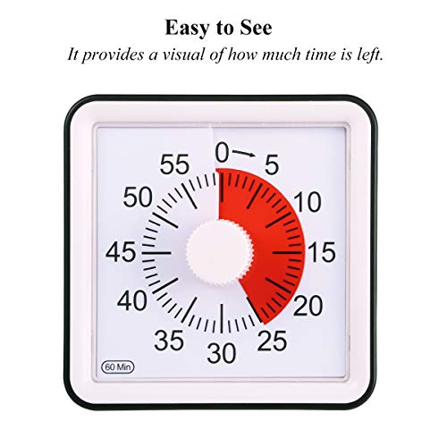 60 Minute Visual Analog Desktop Kid Timer Countdown Clock Optional ...