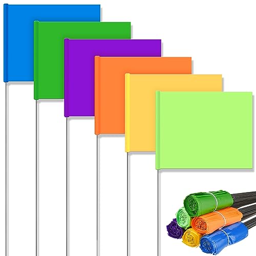 300 Pieces Marking Flags 15 x 4 x 5 Inch Marker Flags for Lawn Yard ...