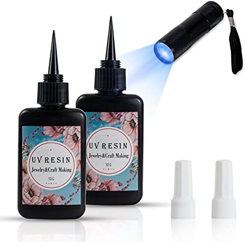 UV Resin kit with Light- 100g UV Resin, Crystal Clear Resin Glue, UV Flashlight for Jewelry ...