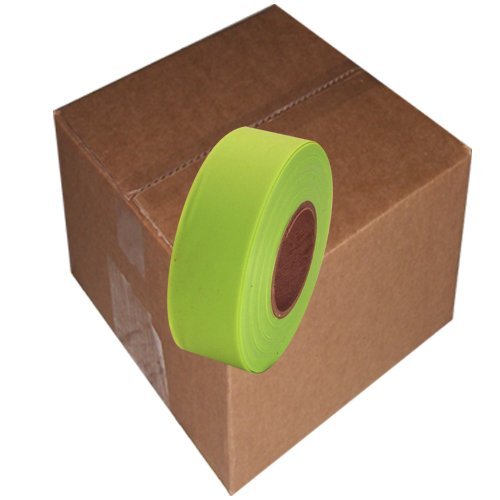 Flagging Tape 1-3/16" Non-Adhesive Plastic Ribbon, Fluorescent Lime ...
