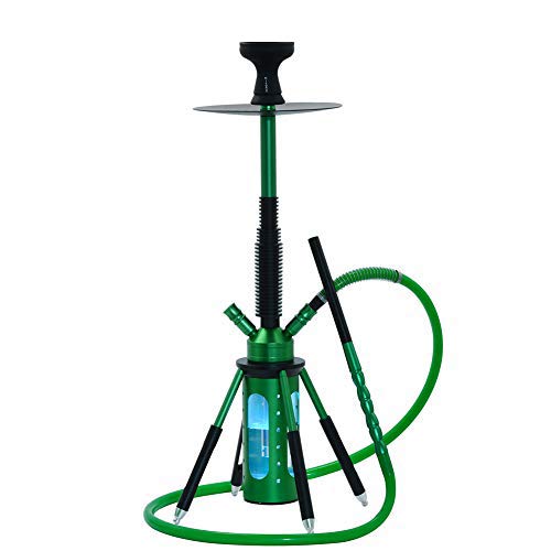 Hookah Set Modern Aluminum Carbine Hookah with Glass Tank Silicone ...