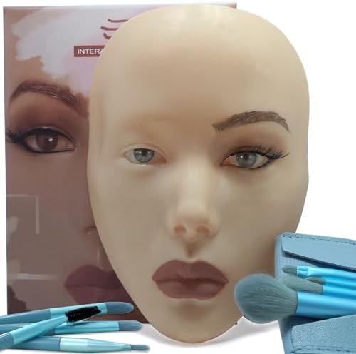 5D makeup Practice Face Board, Silicone Makeup Mannequin Face, Reusable Beginner Practice Eye ...