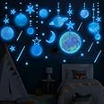 Amazon.com: Blue Glow in The Dark Solar System Wall Decals,158 pcs ...