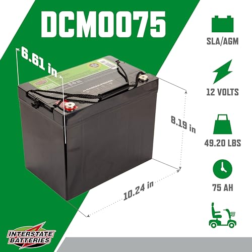 Interstate Batteries 12V 75Ah Deep Cycle Mobility Battery Group 24 VRLA ...