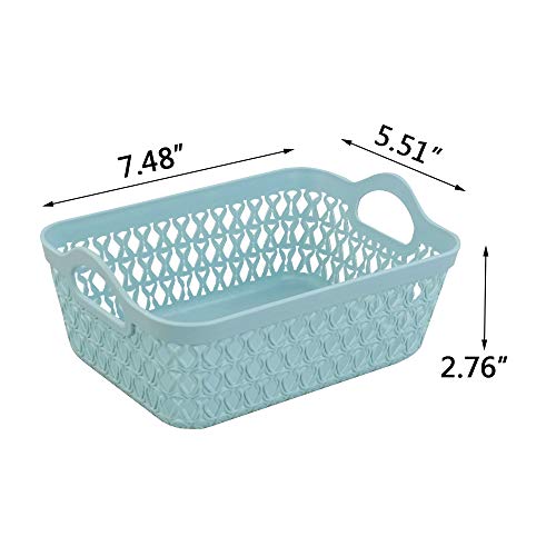 Tstorage Plastic Weave Woven Storage Baskets with Handles, White and ...