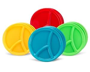 Amazon.com: 10" Reusable Divided Plastic Plates 3 Compartment - Set Of ...