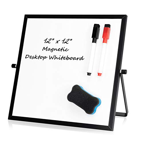 Small Desktop Dry Erase Whiteboard – 12” x 12” Magnetic Portable Mini ...
