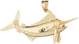 Amazon.com: 14k Yellow Gold Marlin Pendant (45mm x 19mm): Jewelry