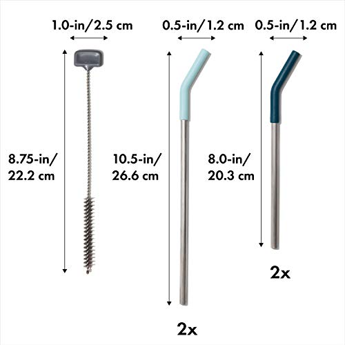 OXO Good Grips (Blue/Green) Reusable Straws, 5 Piece Set | Pricepulse