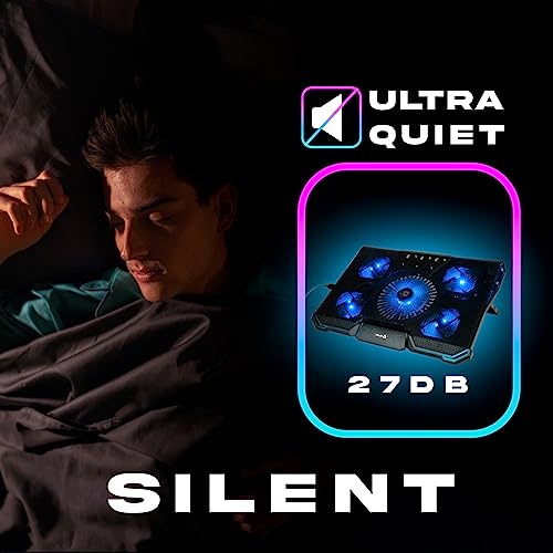 KLIM Cyclone Laptop Cooling Pad with 5 Quiet Fans - New 2023 - Gaming ...